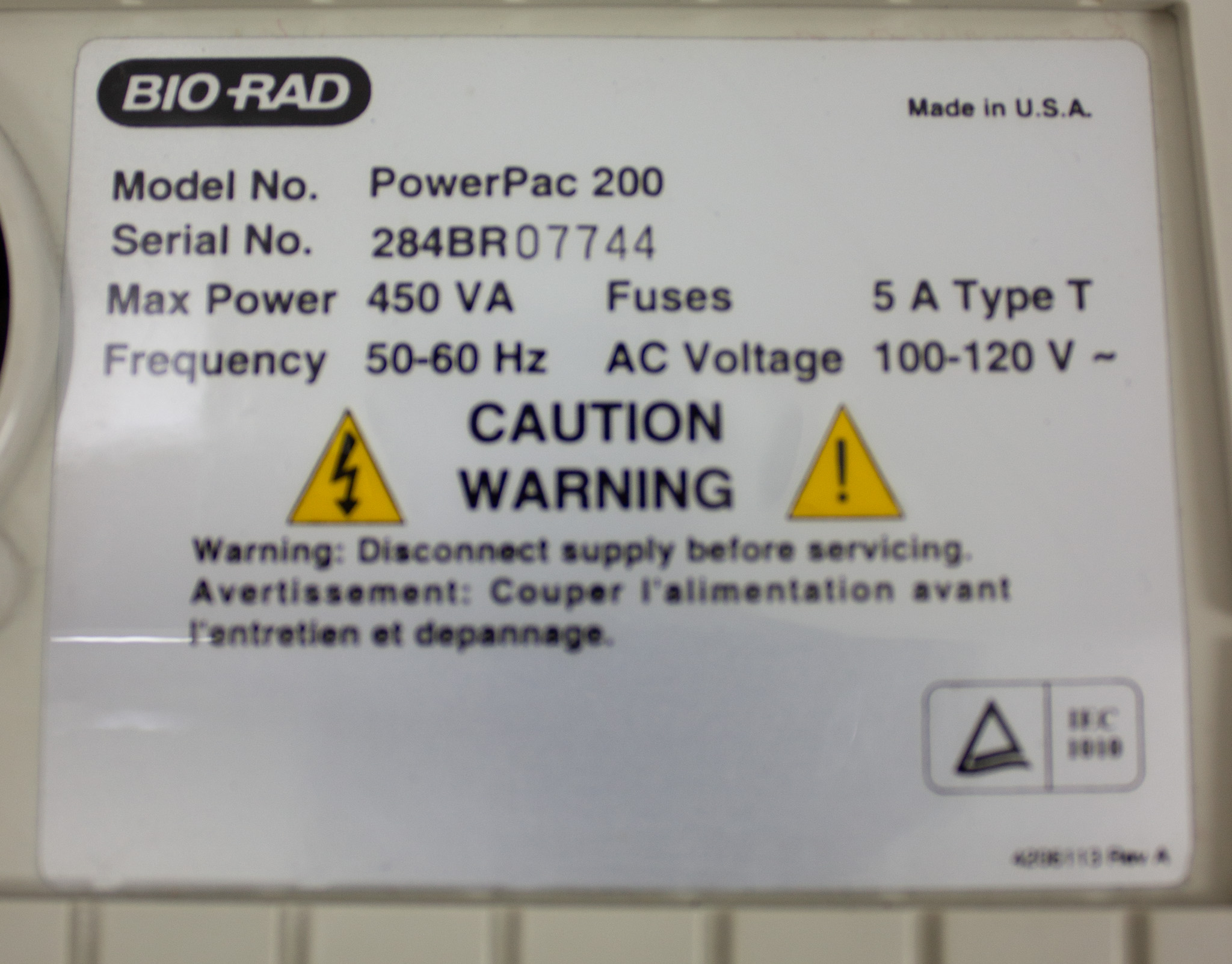REUZEit - BIO-RAD PowerPac 200 Electrophoresis Power Supply Adjustable ...
